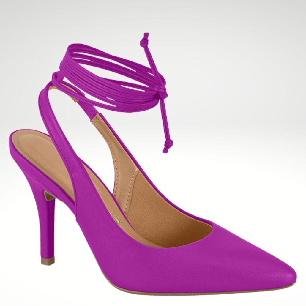 Paarse pumps met open hiel en wikkelbanden | Silhouette