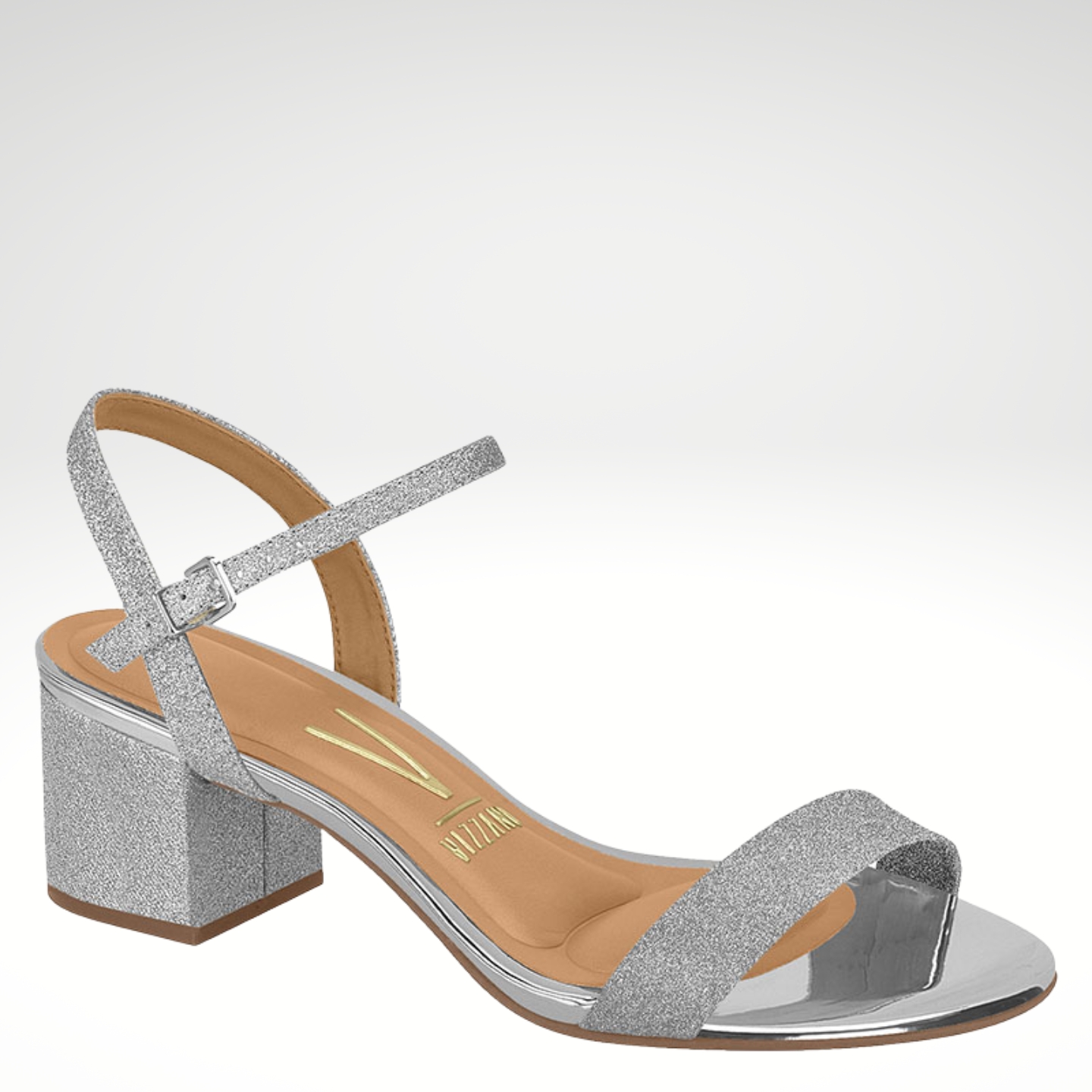 Feestelijke Zilveren Sandalen Met Lage Blokhak Silhouette Feestelijke Zilveren Sandalen Met Lage Blokhak Silhouette